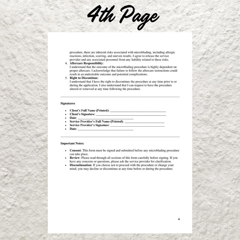 Microblading Consent Form Template Editable Professional Microblading ...