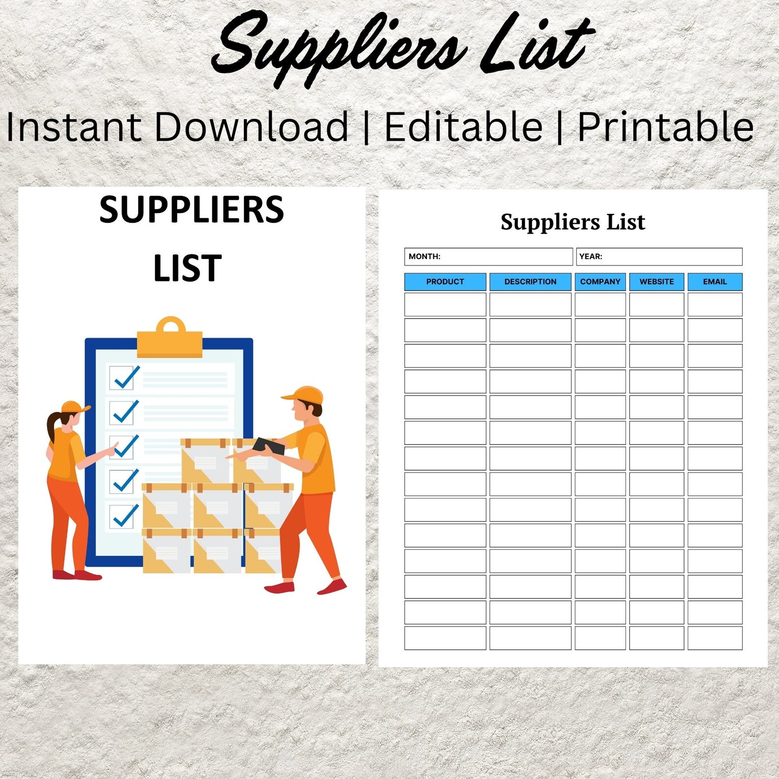 Editable Suppliers List Template, Business Supplier Tracker (canva, PDF ...