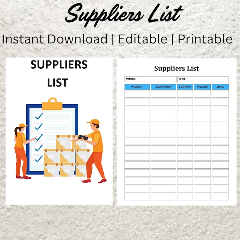 Printable Supplier List Template Small Business Supplier Search ...