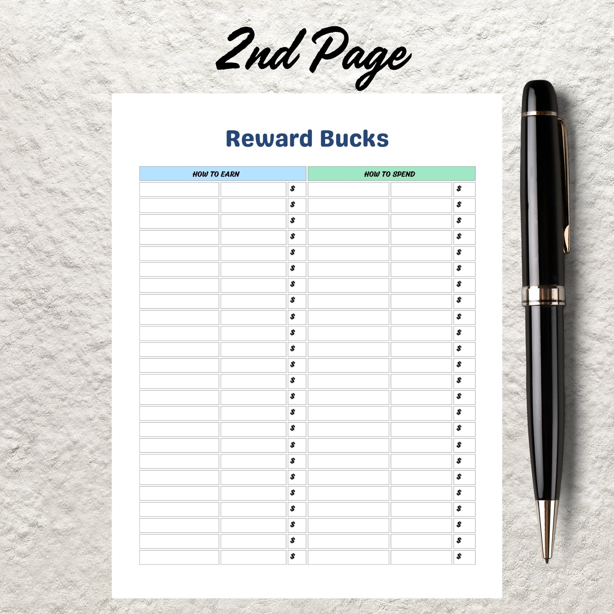 Editable Kids Reward Bucks Template Printable Mom Bucks Reward System ...