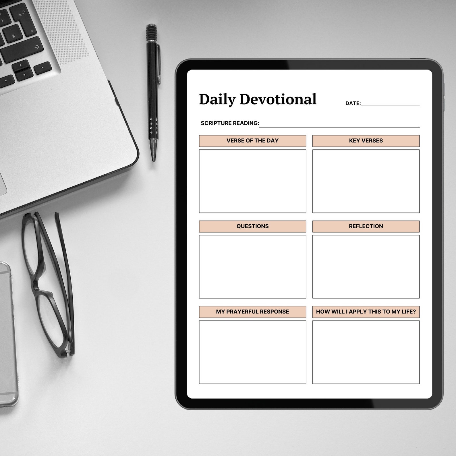 Daily Devotional Journal Template, Printable Bible Study (canva ...