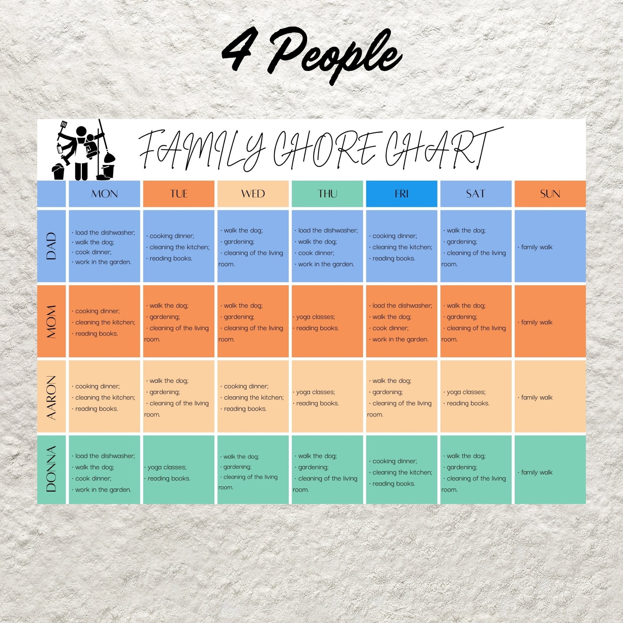 Editable Weekly Family Chore Chart Canva Template Printable Chore Chart ...