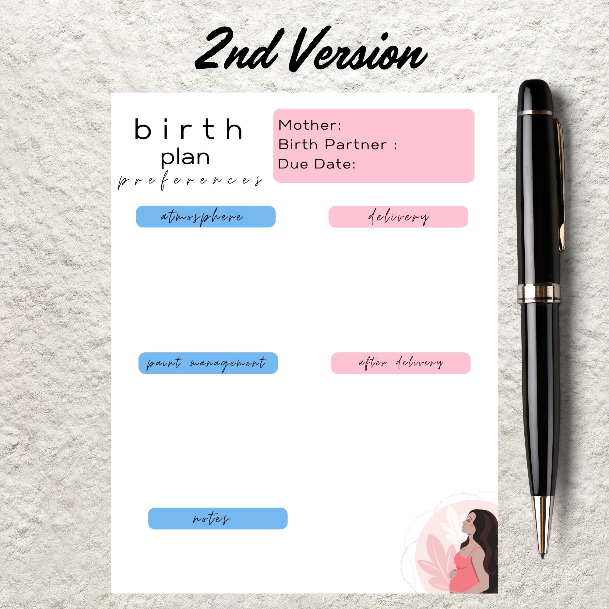 Birth Plan Canva Template Editable Printable Birth Plan Natural Birth ...