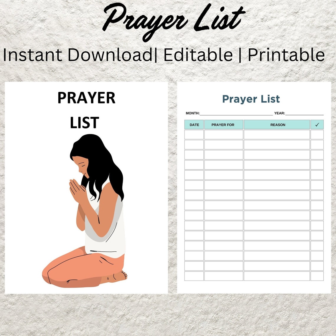 Printable Prayer List Template Editable Fillable Prayer List Faith ...