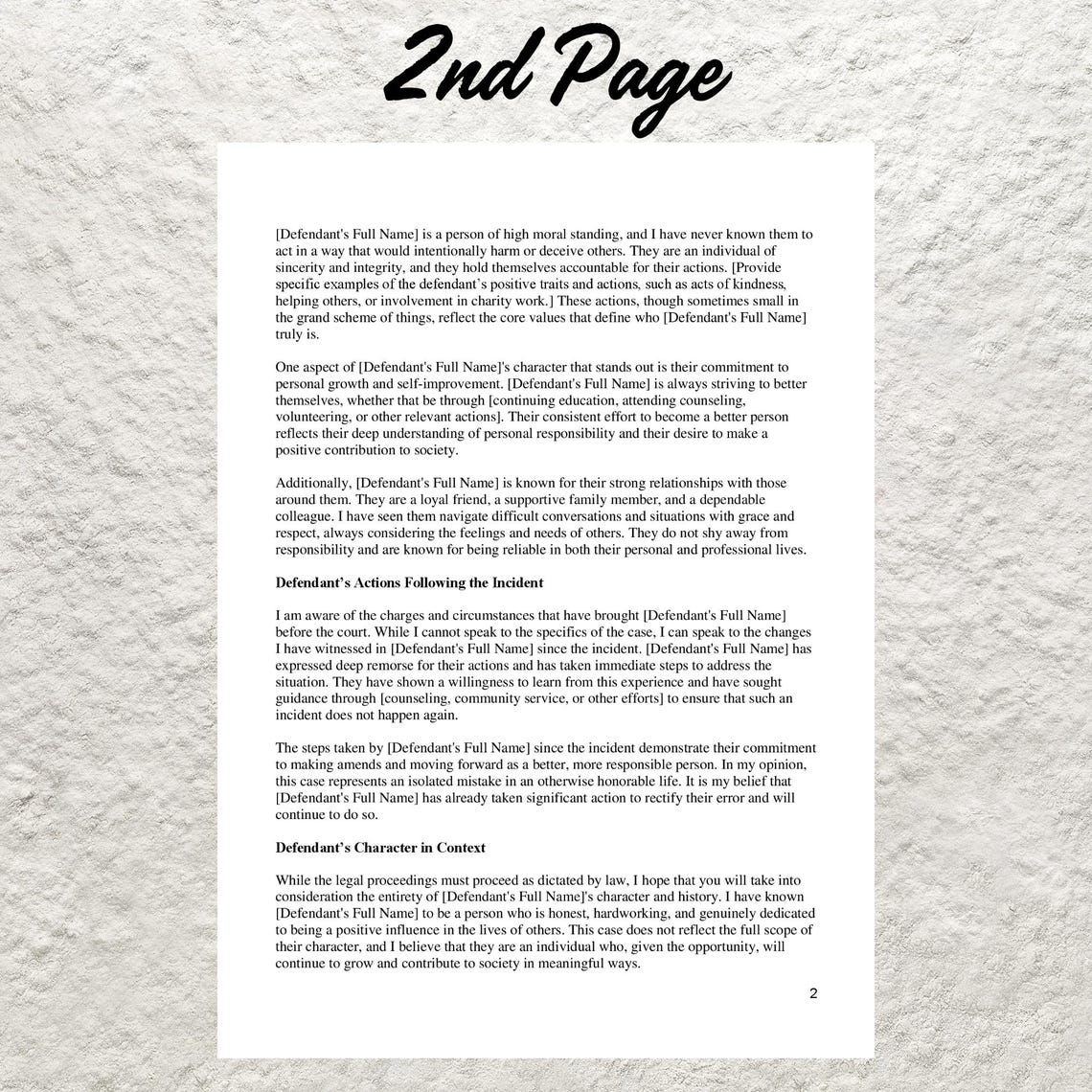 Court Character Reference Letter Template Editable Character Letter ...