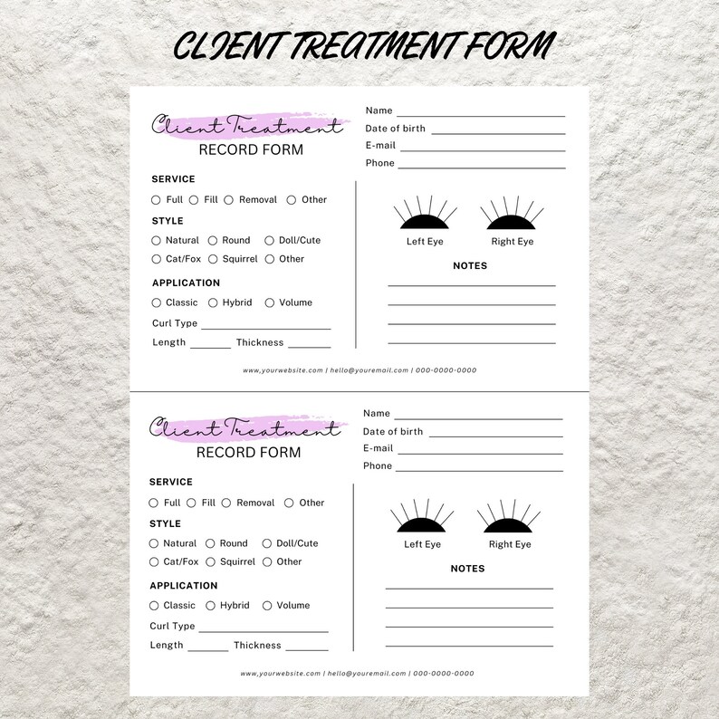 Eyelash Extension Forms Template Editable Printable Lash Consent Form ...