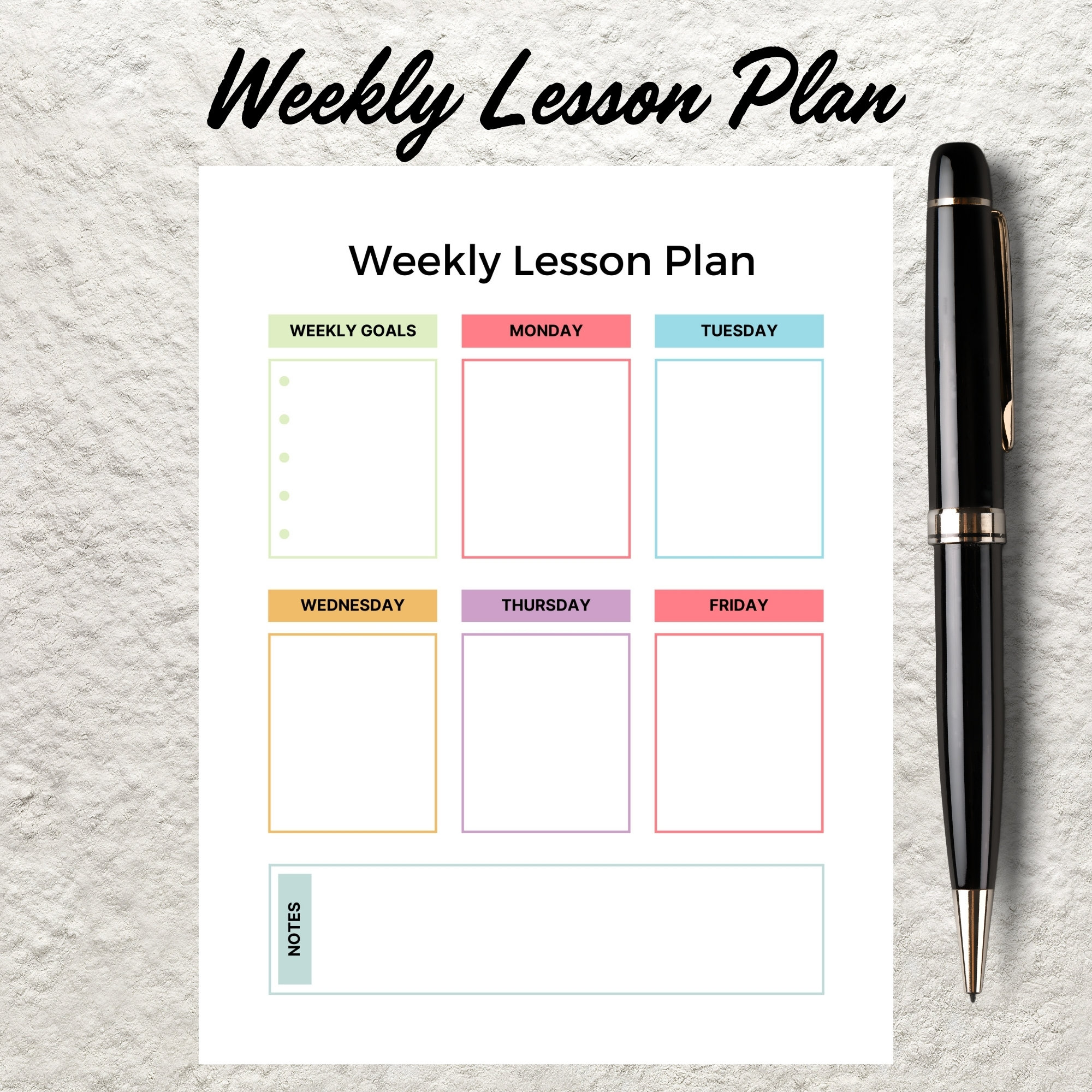 Editable Lesson Plan Template Printable Weekly Lesson Plan Homeschool ...