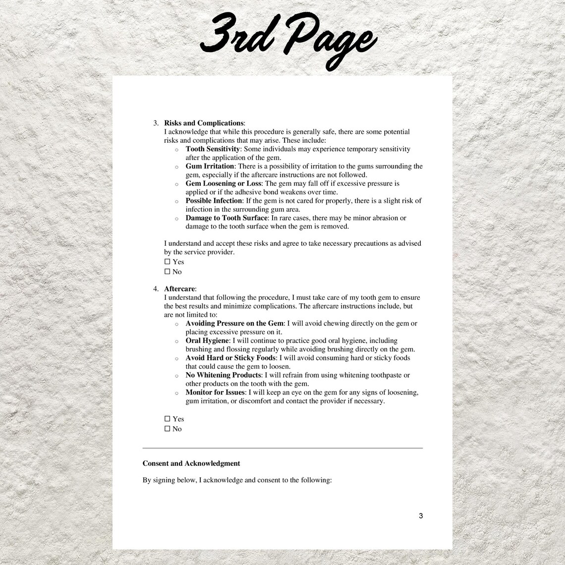 Tooth Gem Consent Form Template: Client Intake & Waiver (PDF) - Etsy