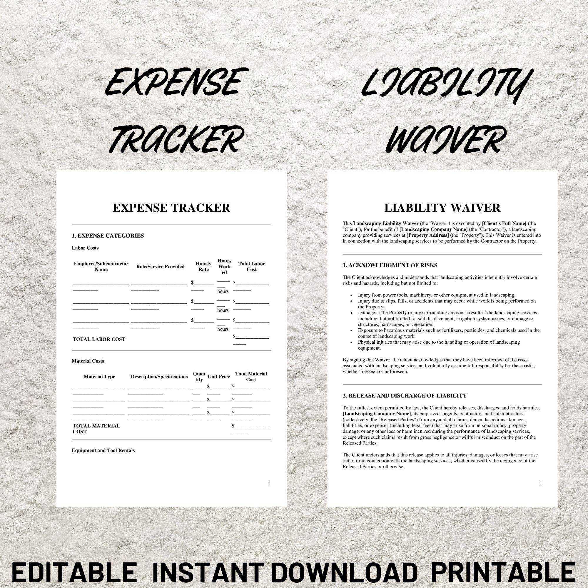 Landscaping Business Forms Bundle Editable Landscaping Contract ...