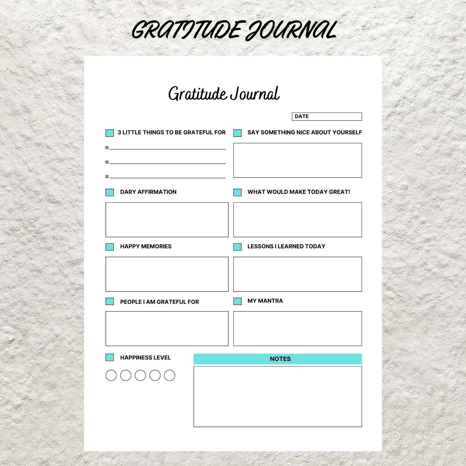Printable Gratitude Journal Template Daily Weekly Monthly Gratitude ...