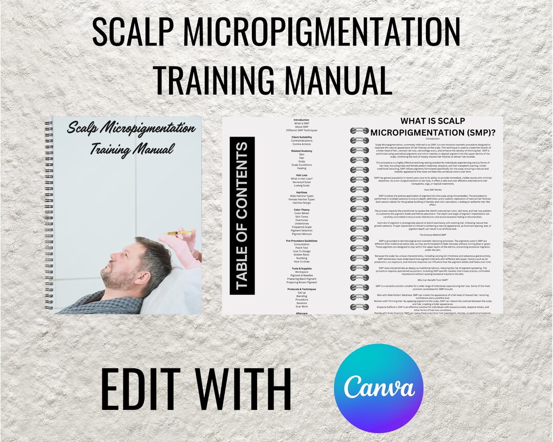 Scalp Micropigmentation Training Course, Editable Training Manual ...