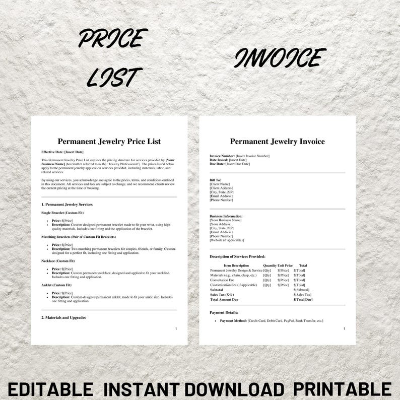 Permanent Jewelry Business Starter Kit Editable Permanent Jewelry ...