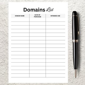 Printable Domain Name List Template Editable Domain Name Tracker ...