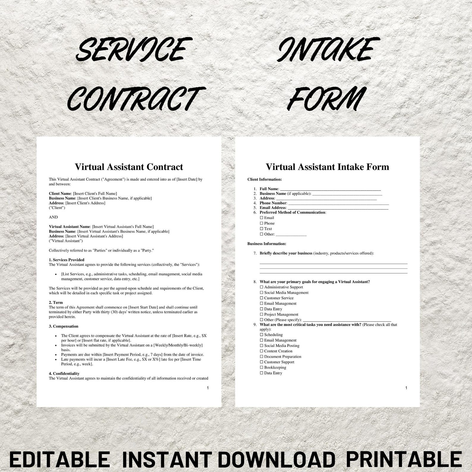 Virtual Assistant Client Onboarding Template Bundle Editable Virtual ...