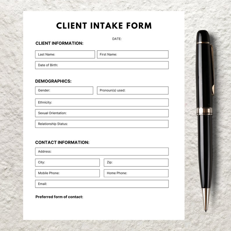 New Client Intake Sheet Form Canva Template Client Questionaire ... New Client Intake Sheet Form Canva Template Client Questionaire ...