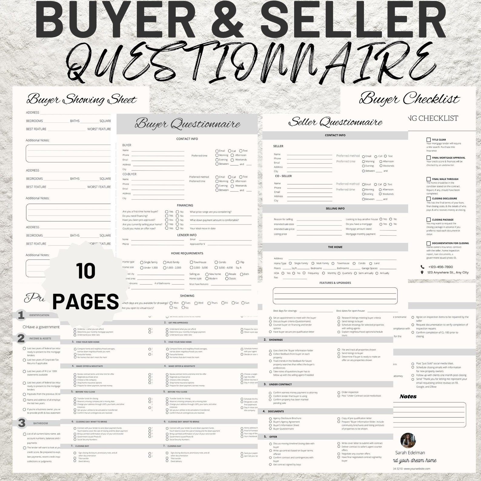 Real Estate Buyer & Seller Questionnaire Template Real Estate Client ...