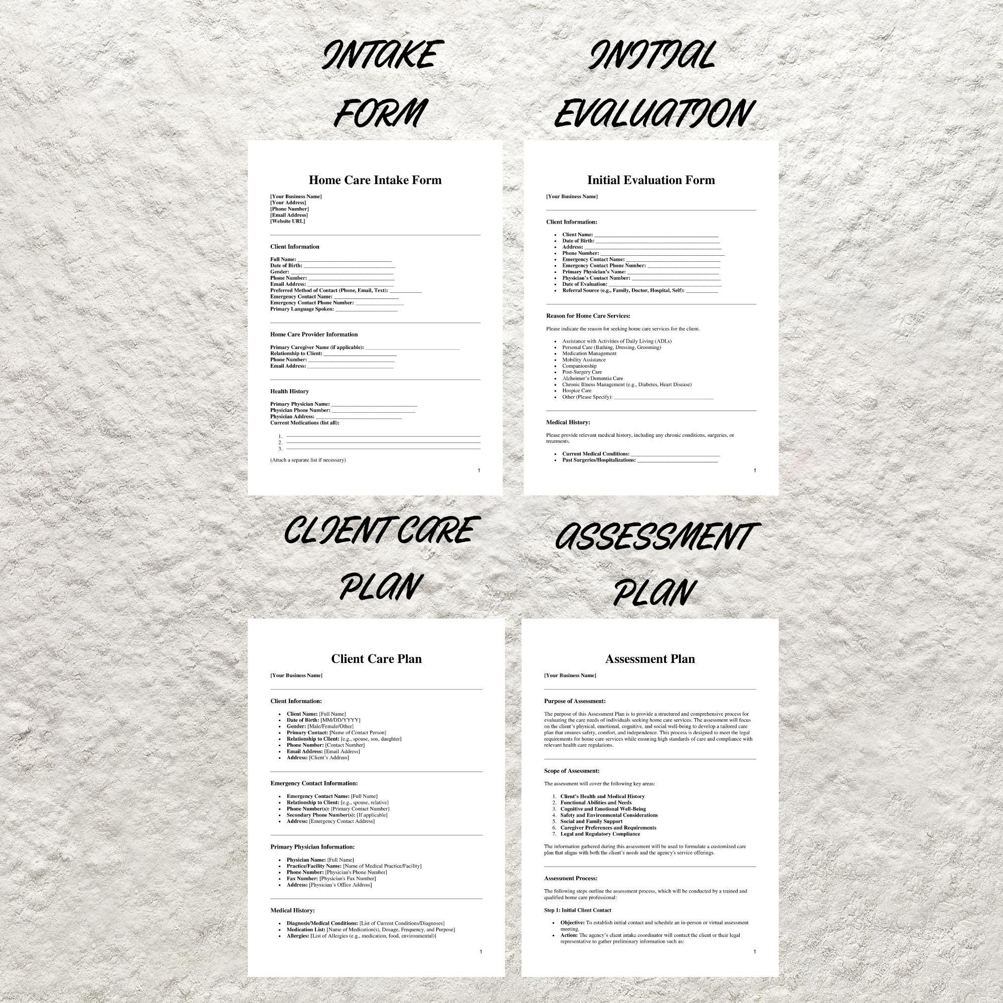 Home Care Business Forms Bundle: Editable Agency Templates (word) - Etsy