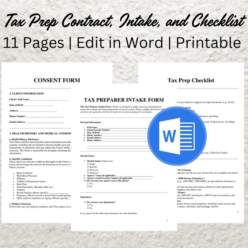Tax Preparation Contract Template: Client Intake & Filing Service ...