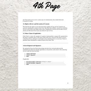 Counseling Intake Form Template: Editable Client Consent (PDF) - Etsy