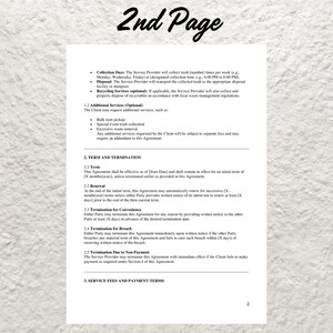 Valet Trash Service Contract Template: Editable Waste Removal Agreement ...