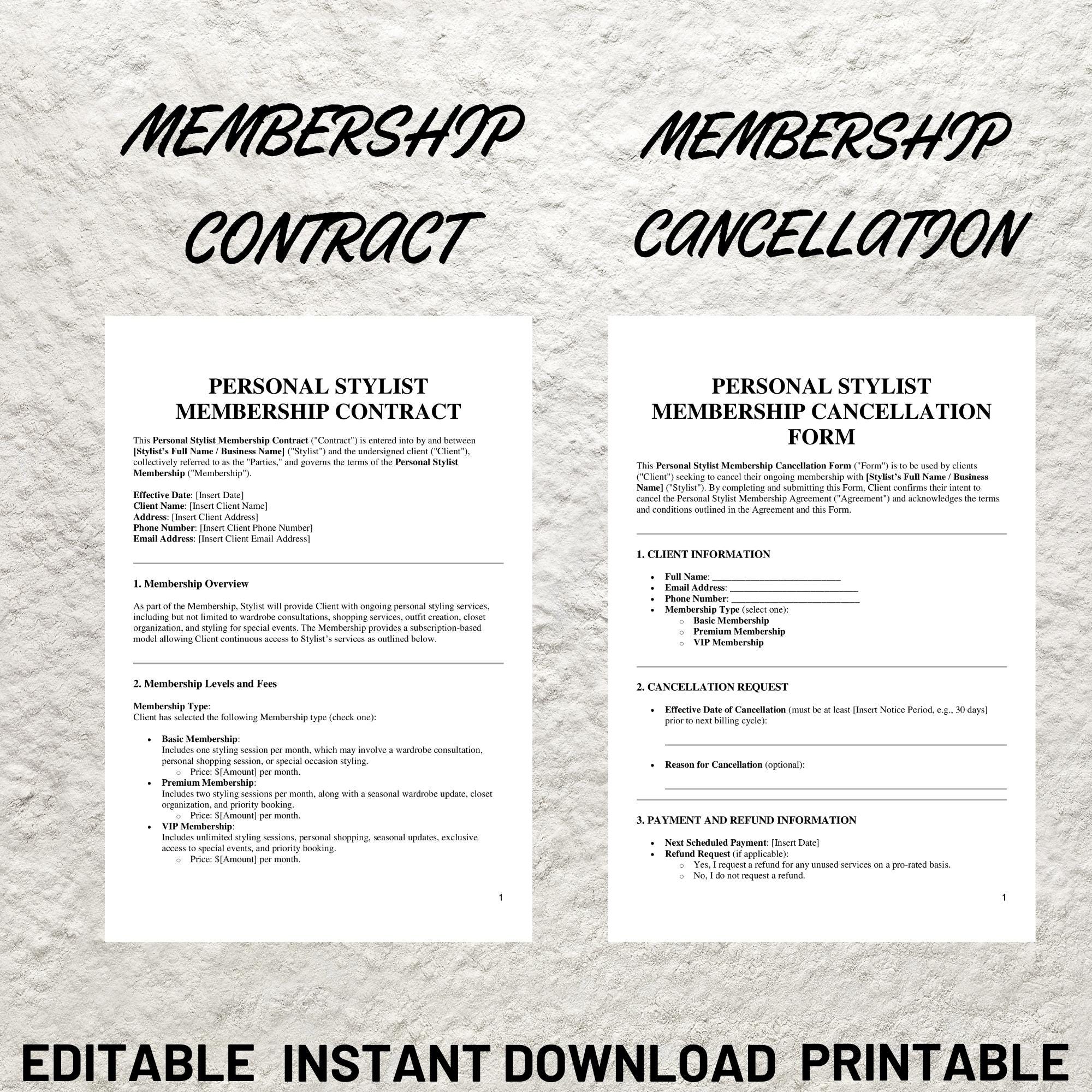 Personal Stylist Forms Bundle: Editable Client Intake Templates ...