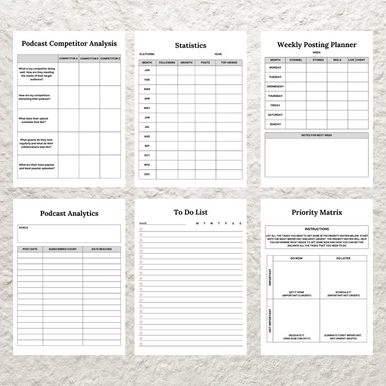 Editable Podcast Planner Bundle: Content Calendar, Checklist (printable ...