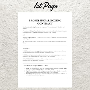 Professional Boxing Contract Template Editable Fighter’s Contract ...
