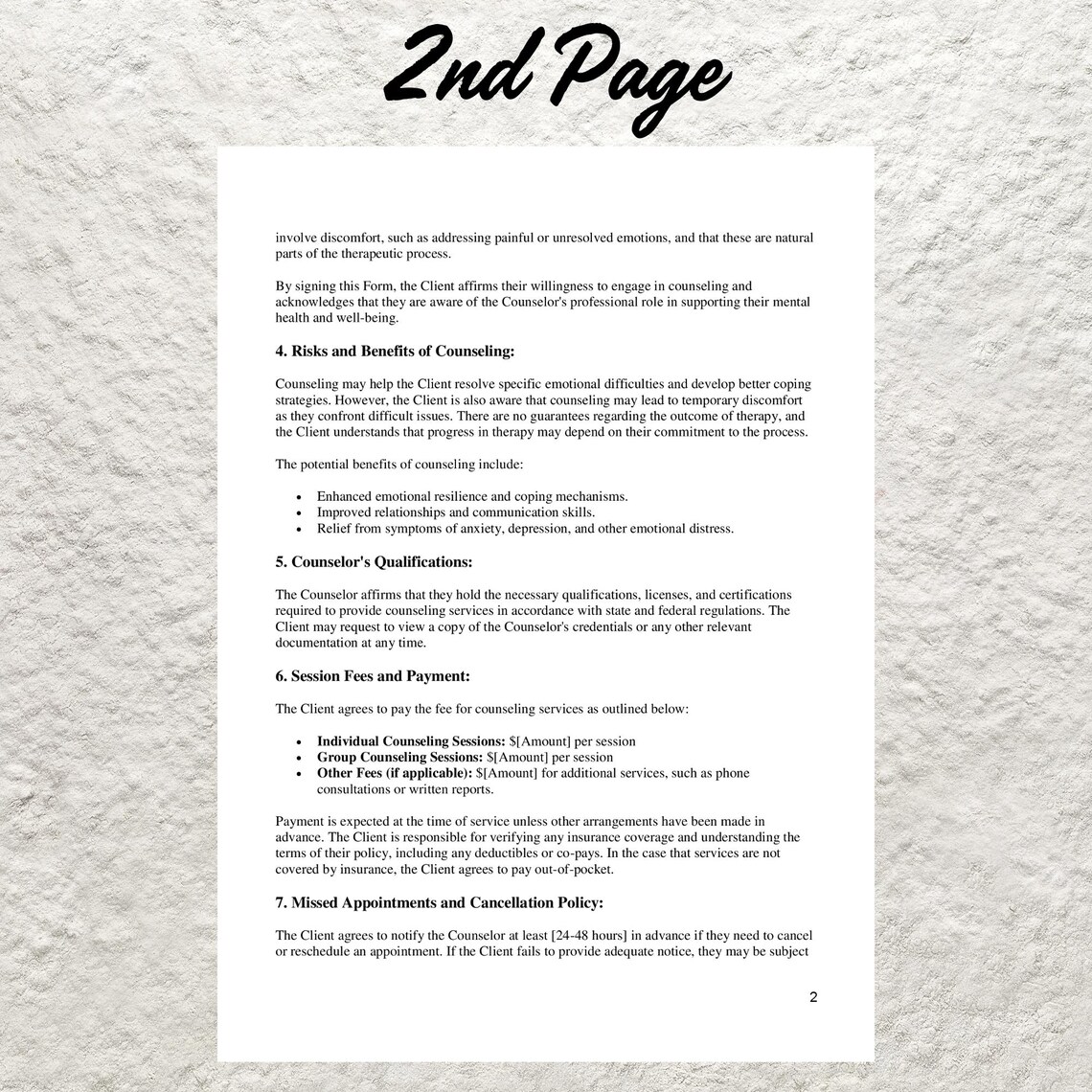 Counseling Intake Form Template: Editable Client Consent (PDF) - Etsy