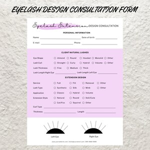Editable Eyelash Extensions Intake and Lash Consent Forms Template Lash ...