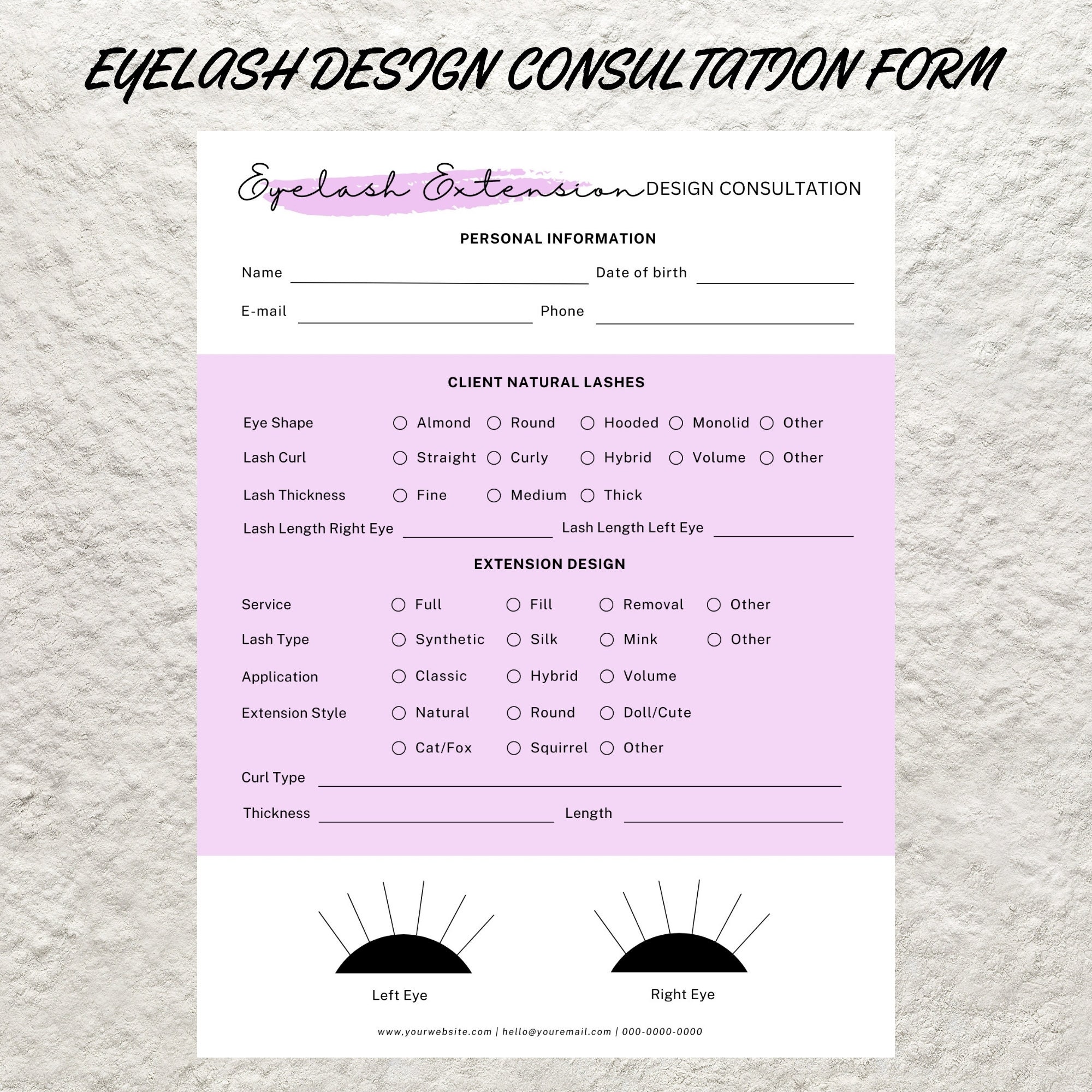 Editable Eyelash Extensions Intake and Lash Consent Forms Template Lash ...