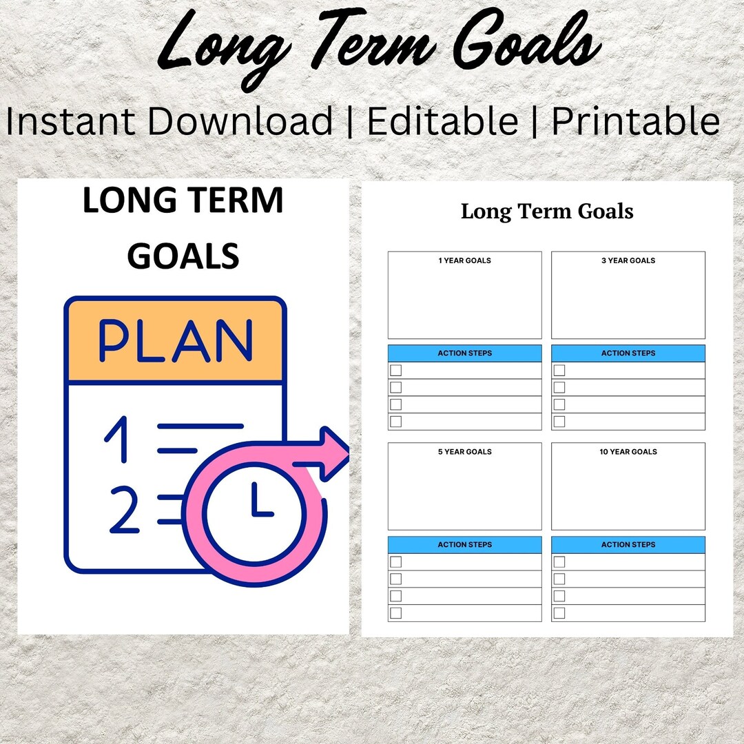 Long Term Goal Planner Template, Editable Productivity Printable (canva ...