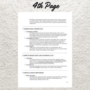 Editable Boxing Contract Template: Professional Fighter Agreement ...