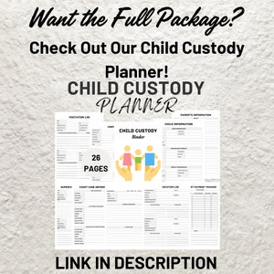 Visitation Log Template Printable Child Care Custody Log Child Visits ...