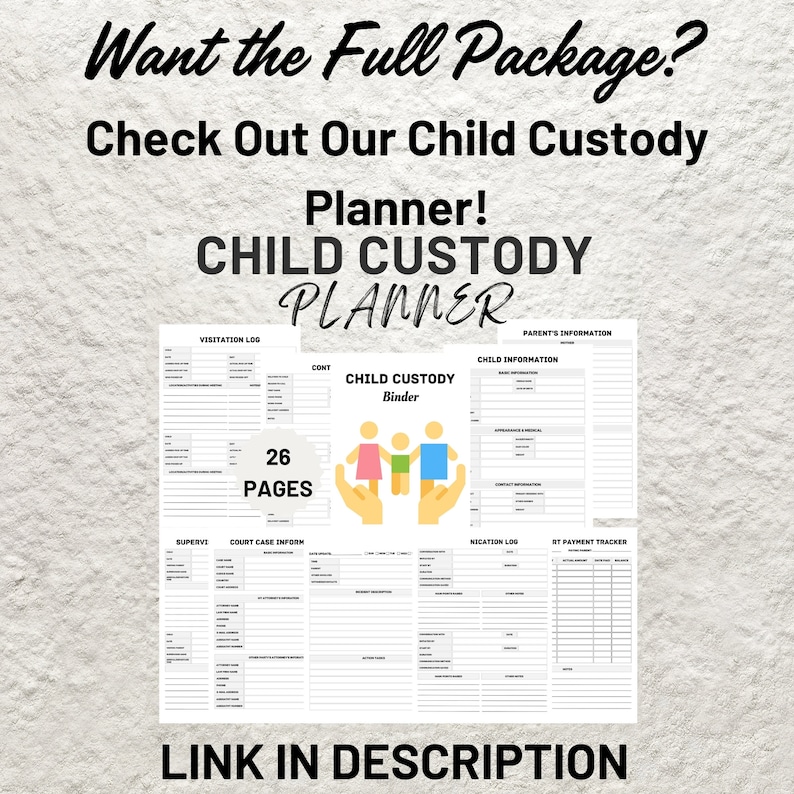 Visitation Log Template Printable Child Care Custody Log Child Visits ...