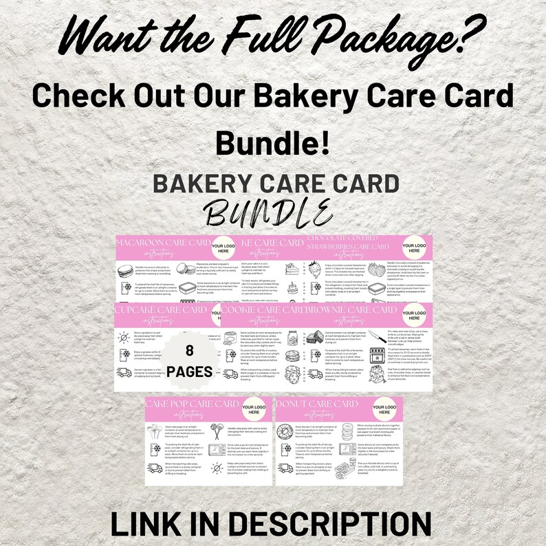 Macaron Care Card Canva Template Editable Bakery Macaron Care Card ...