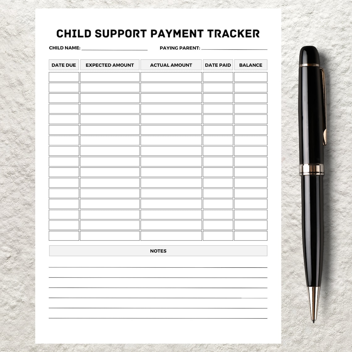 Child Support Payment Tracker, Editable & Printable (digital Download ...