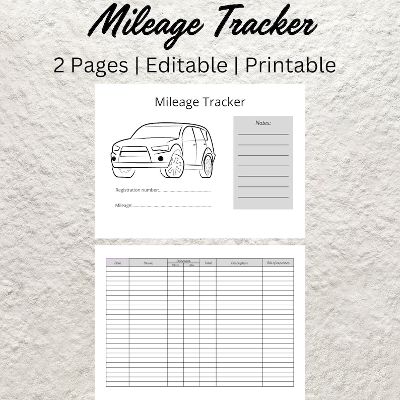 Editable Mileage Tracker Template: Printable Mileage Log (canva) - Etsy