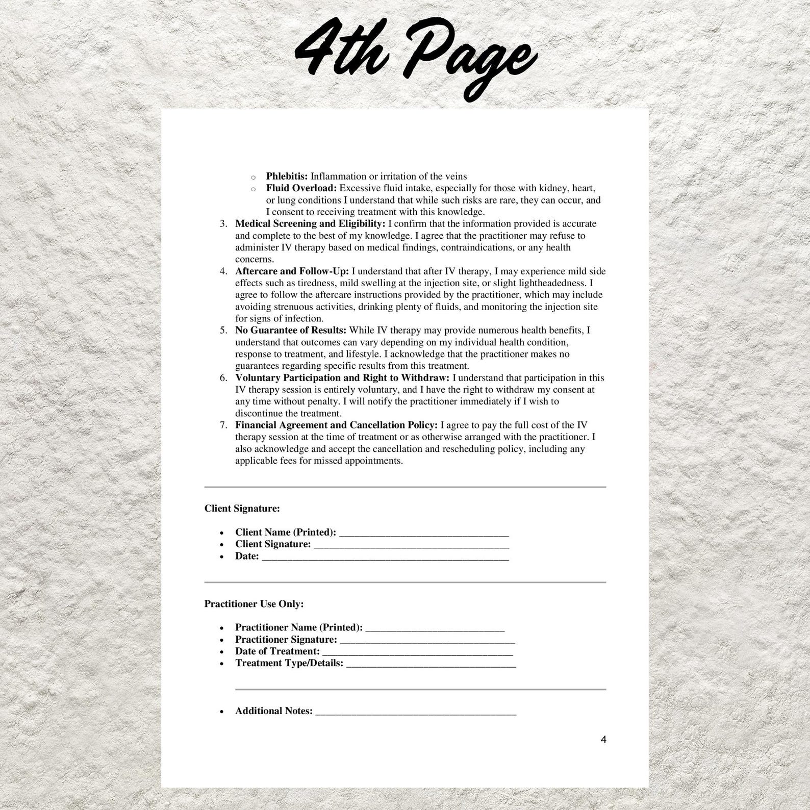 IV Therapy Consent Form Template Editable Intravenous Therapy Client ...