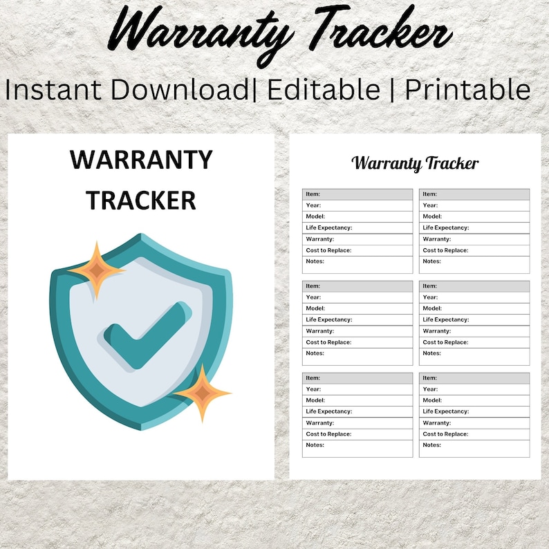 Editable Warranty Tracker Printable Warranty Tracker Log Household ...