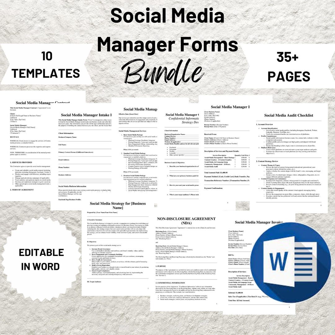 Freelance Social Media Manager Contract, Editable Social Media ...