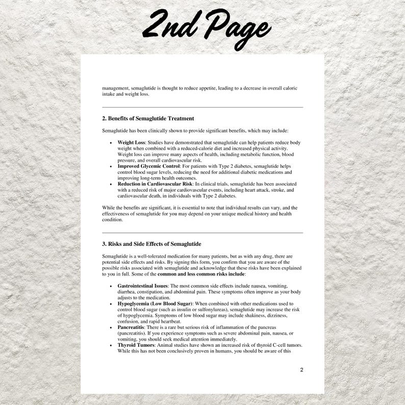 Semaglutide Consent Form Template Editable Semaglutide Client Intake ...