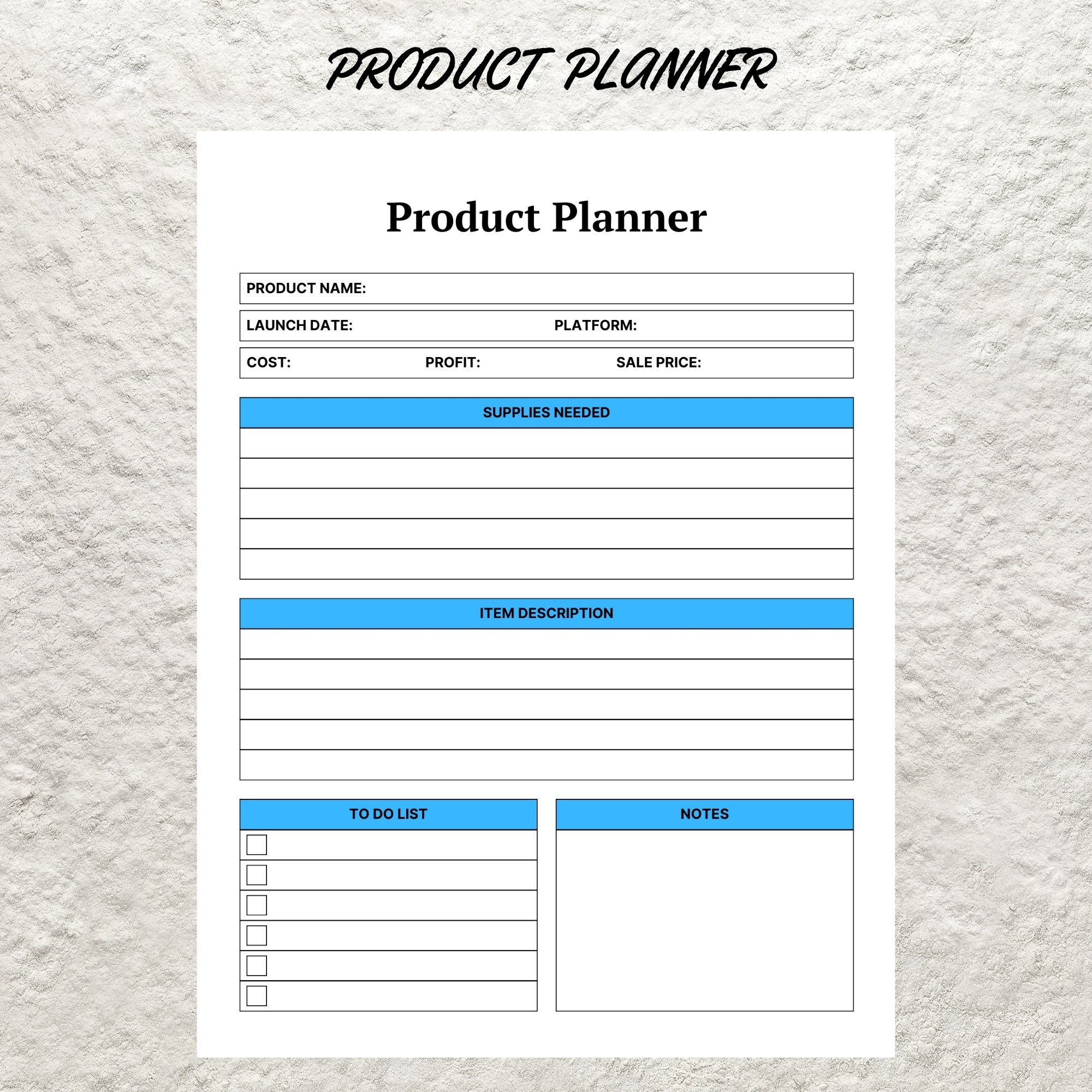 Product Planner Template Printable New Product Planner Product Launch ...
