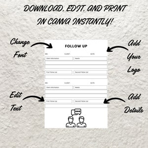 Client Follow up Sheet Tracker Form Template Business Client Log Follow ...