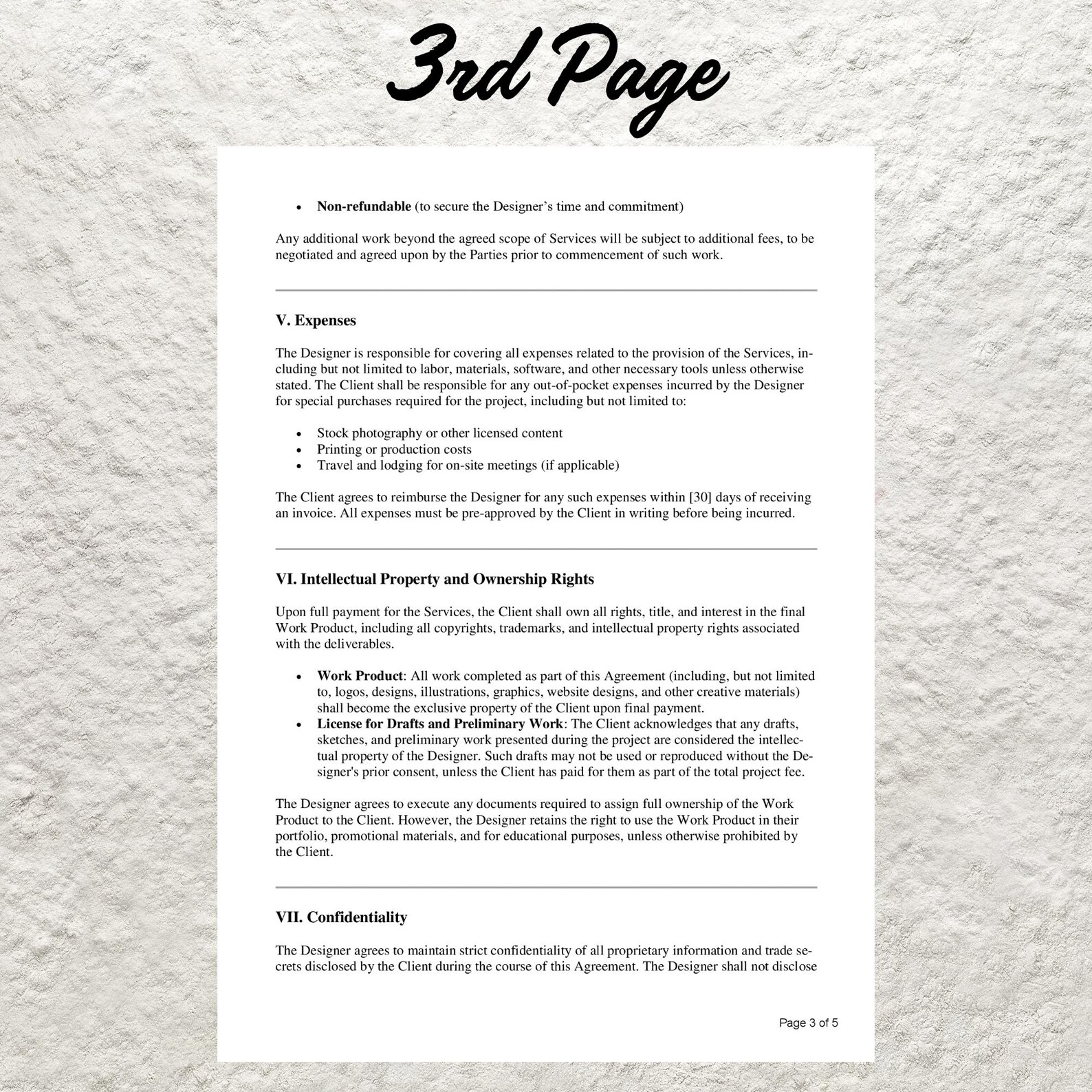 Graphic Design Contract Template Editable Graphic Designer Client ...