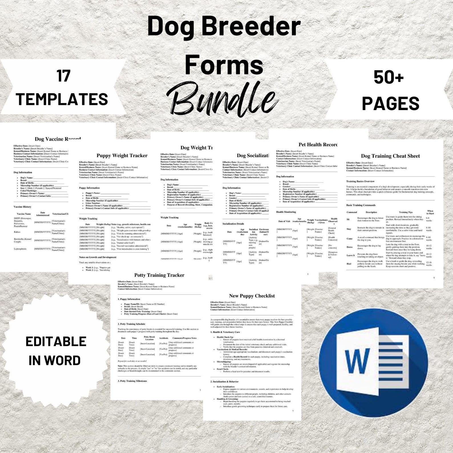 Puppy Breeder Starter Kit Dog Breeder Forms Bundle Editable Dog Breeder ...