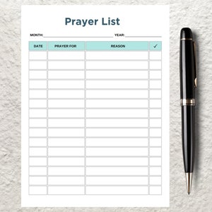 Printable Prayer List Template Editable Fillable Prayer List Faith ...