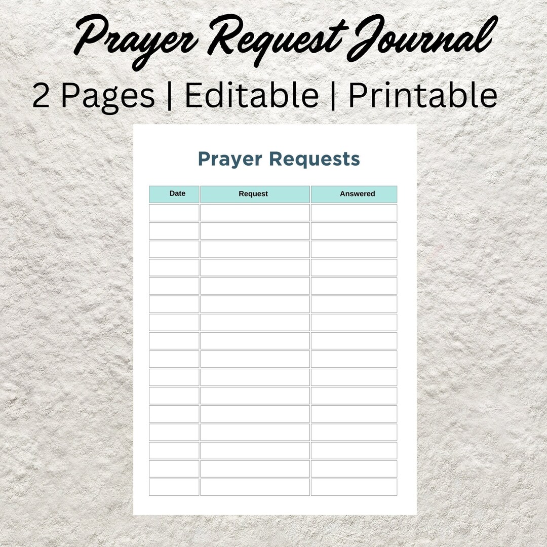 Prayer Request Journal Template Printable Prayer Tracker Prayer List ...