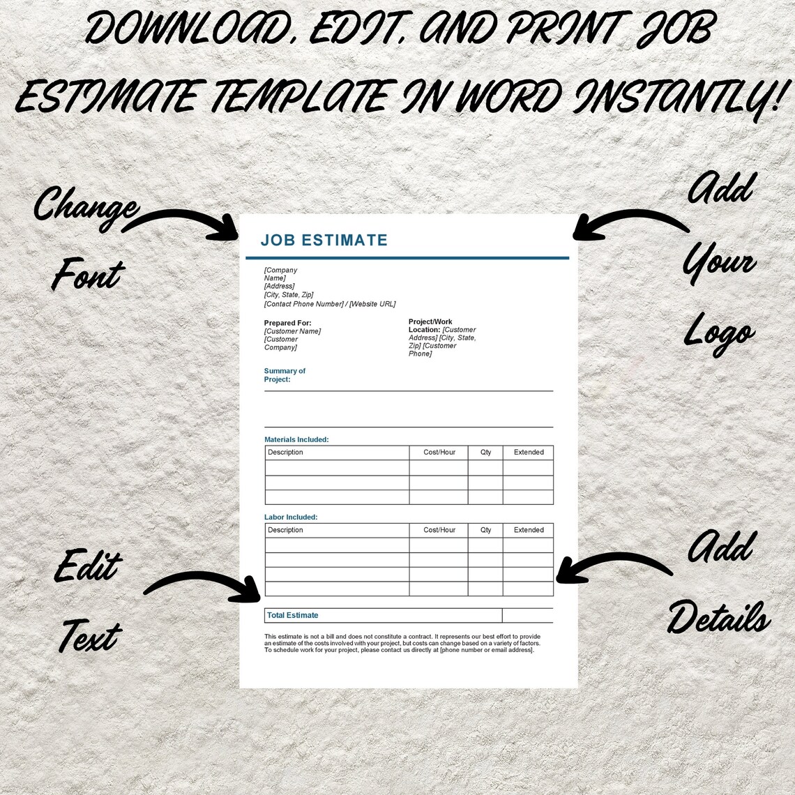 Construction Business Forms Template Bundle (printable) - Etsy