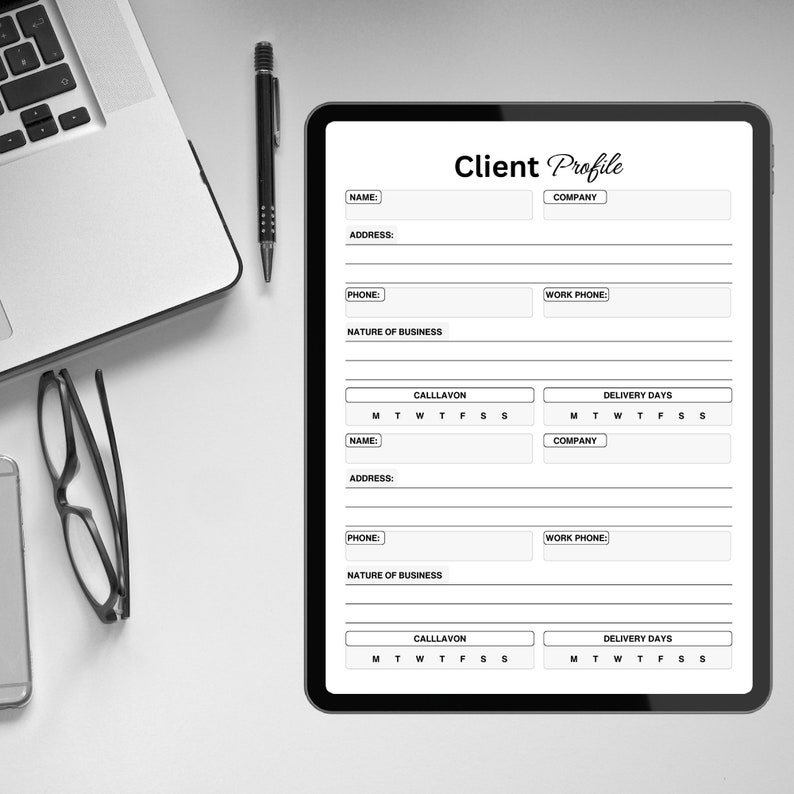 Client Profile Template Printable Business Client Information Tracking ...