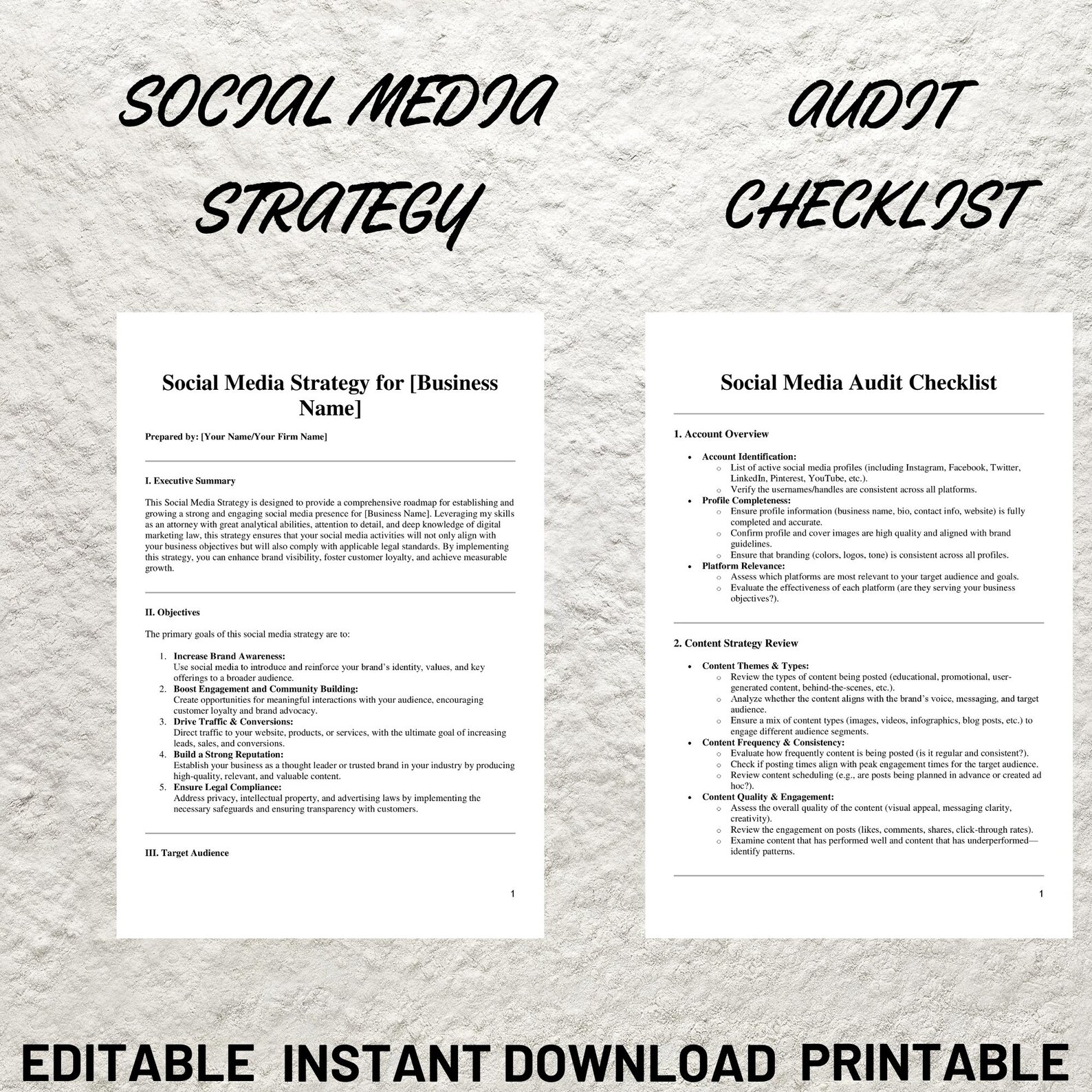 Freelance Social Media Manager Contract Bundle Editable Social Media ...